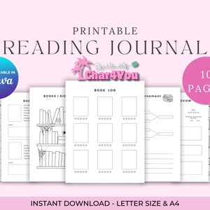 Printable Reading Journal Template - Digital Download - Book Review ...