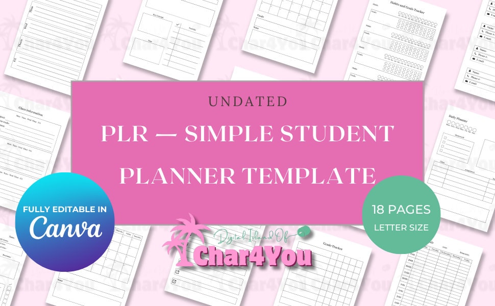 PLR Student Planner Template Editable in Canva Printable & Digital ...