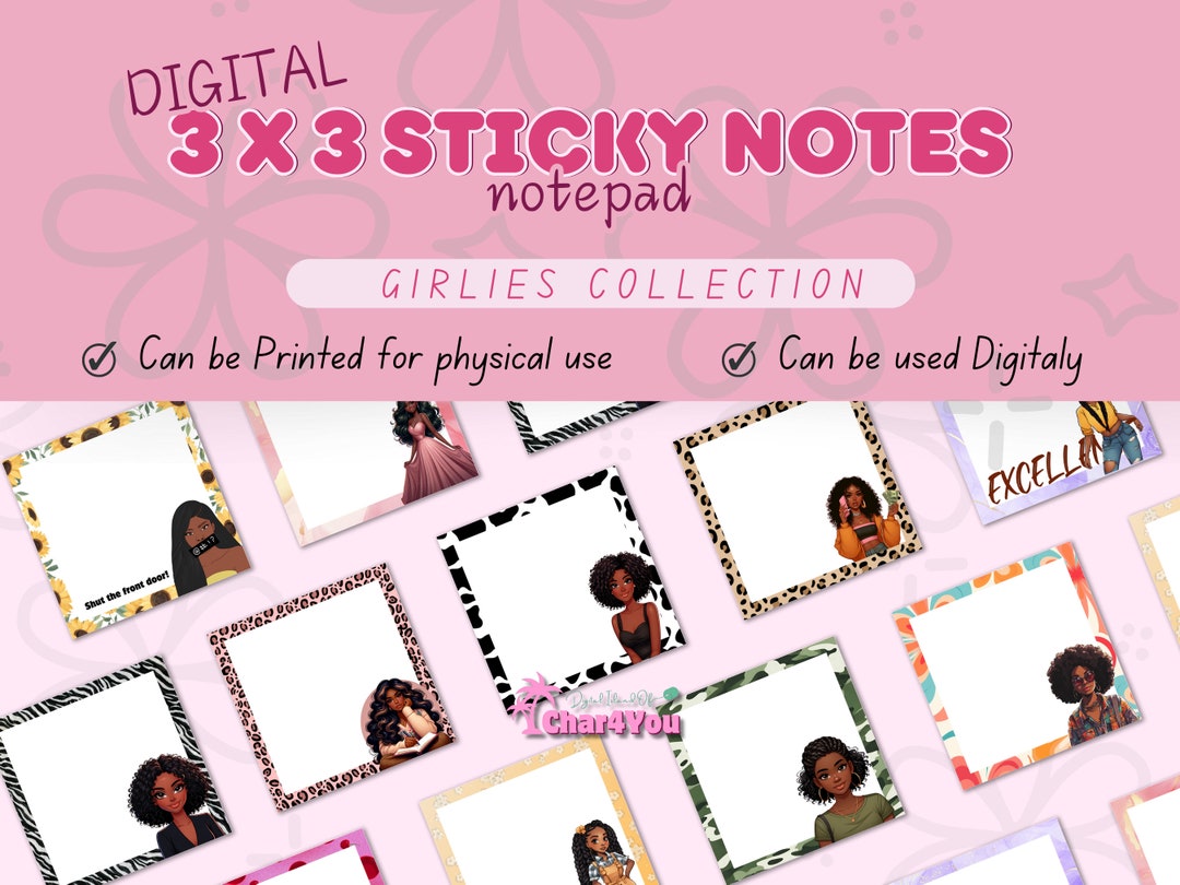 3x3 Sticky Notes - Girlies Collection - Stationary - Digital Download ...