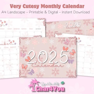Very Cutesy: 2025 Calendar — Printable & Digital Download | Cute Dated ...