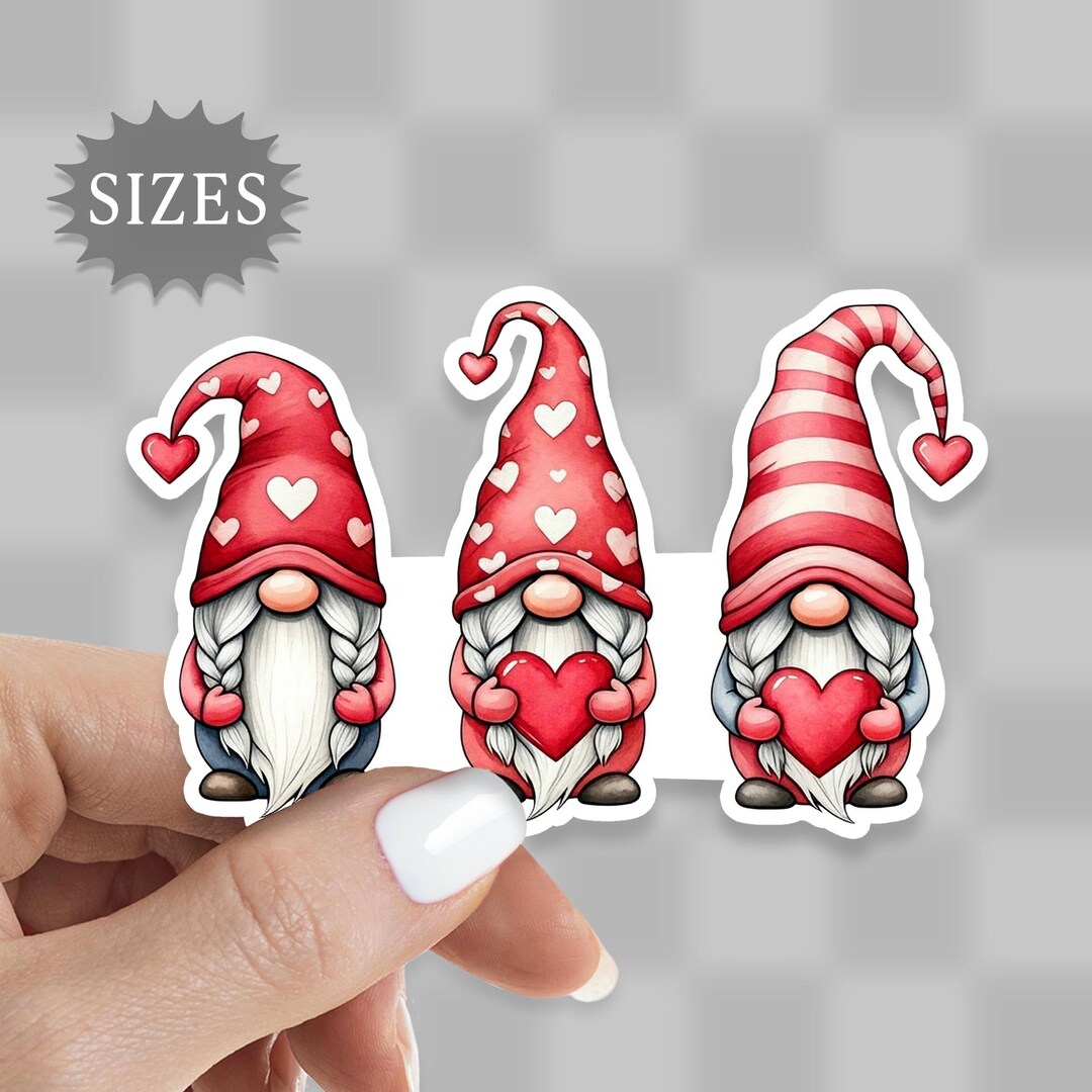 Heart Gnomes Sticker: Valentine's Day Waterproof Vinyl Decal - Etsy