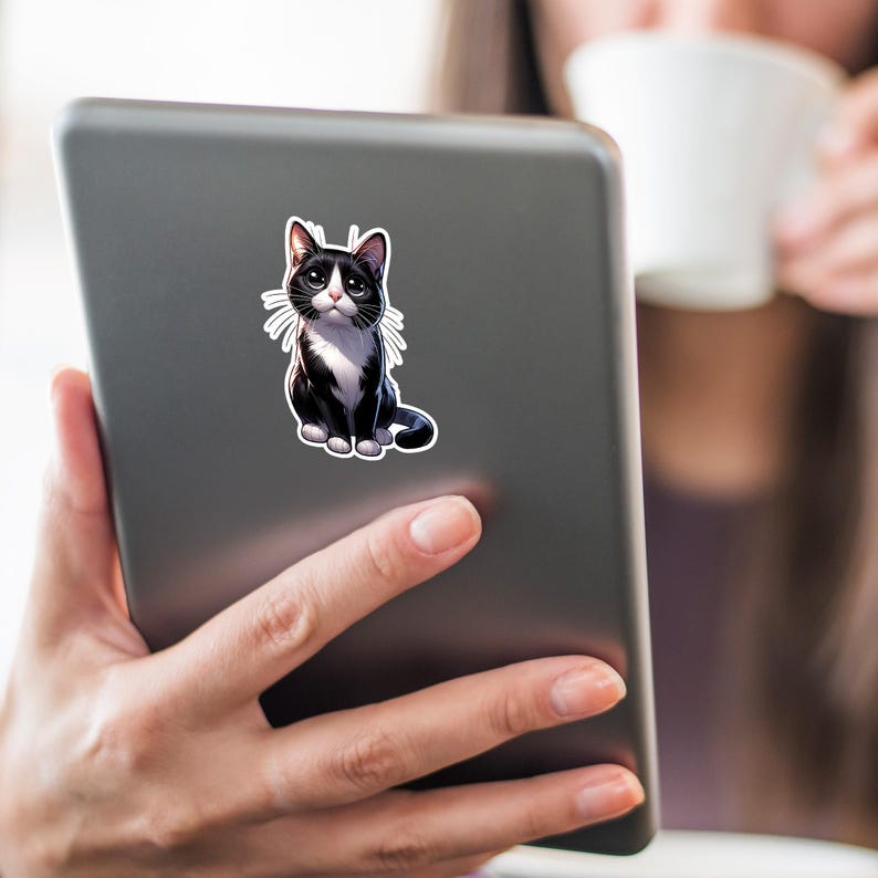 Adorable Tuxedo Cat Sticker: Waterproof Vinyl Decal - Etsy