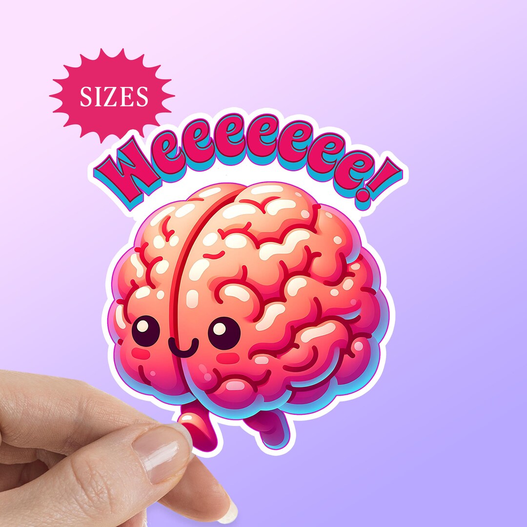 Weeee! Brain Sticker, ADHD, Y2k Decal, Journal Sticker, Mental Health ...