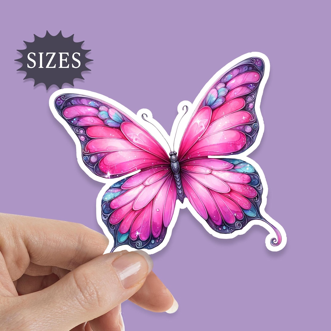 Pink Butterfly Sticker: Waterproof Vinyl Decal - Etsy