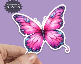 Pink Butterfly Sticker: Waterproof Vinyl Decal - Etsy
