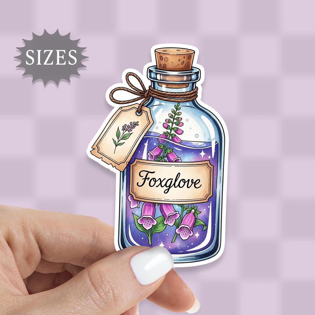 Foxglove Poison Potion Jar Sticker, Apothecary Waterproof Vinyl Decal ...