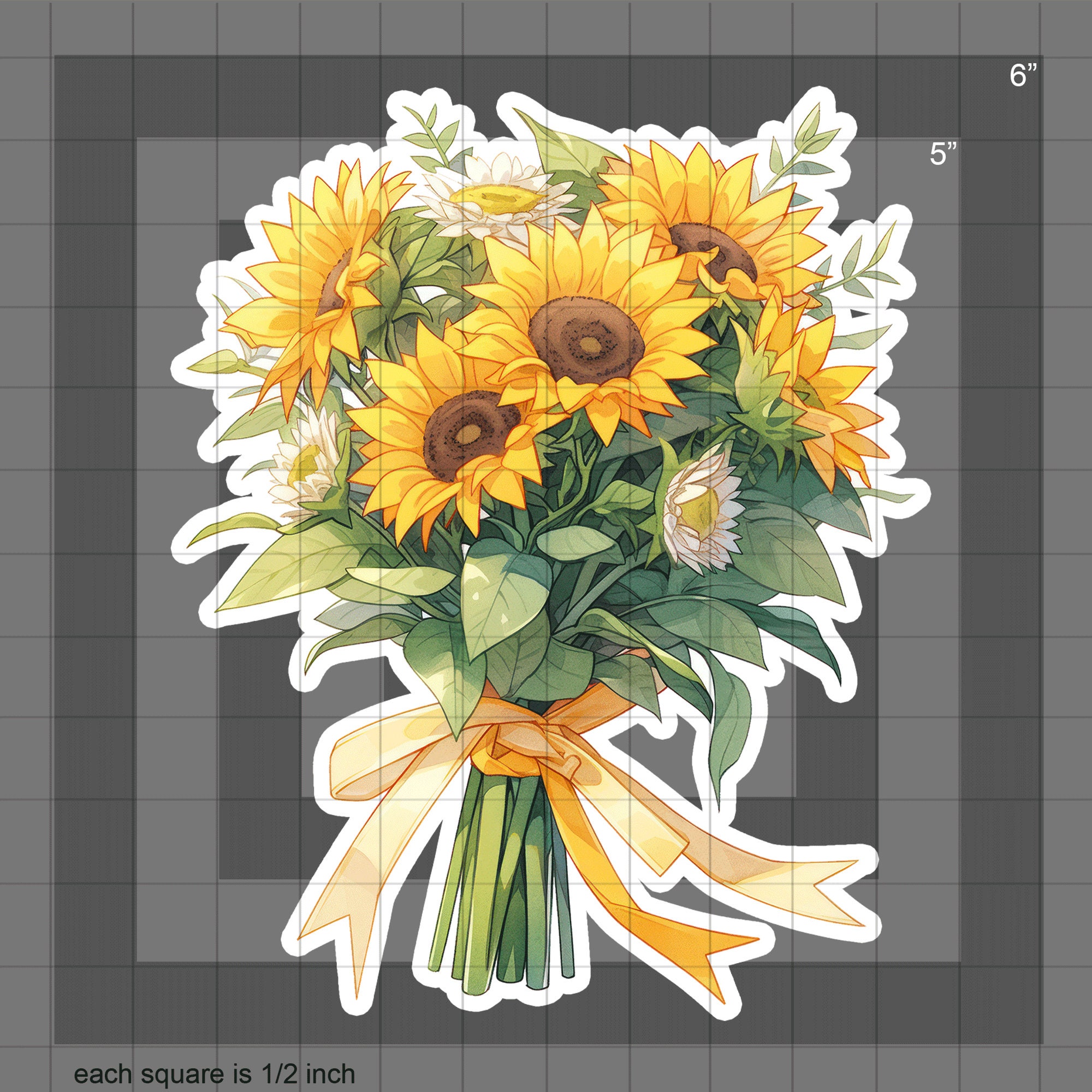 Sunflower Bouquet Sticker, Flower Sticker, Wedding Sticker, Summer ...