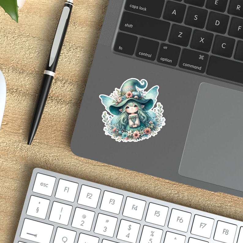 Teal Fairy Gnome Sticker, Garden Fae Sticker, Tumbler Sticker, Kindle ...