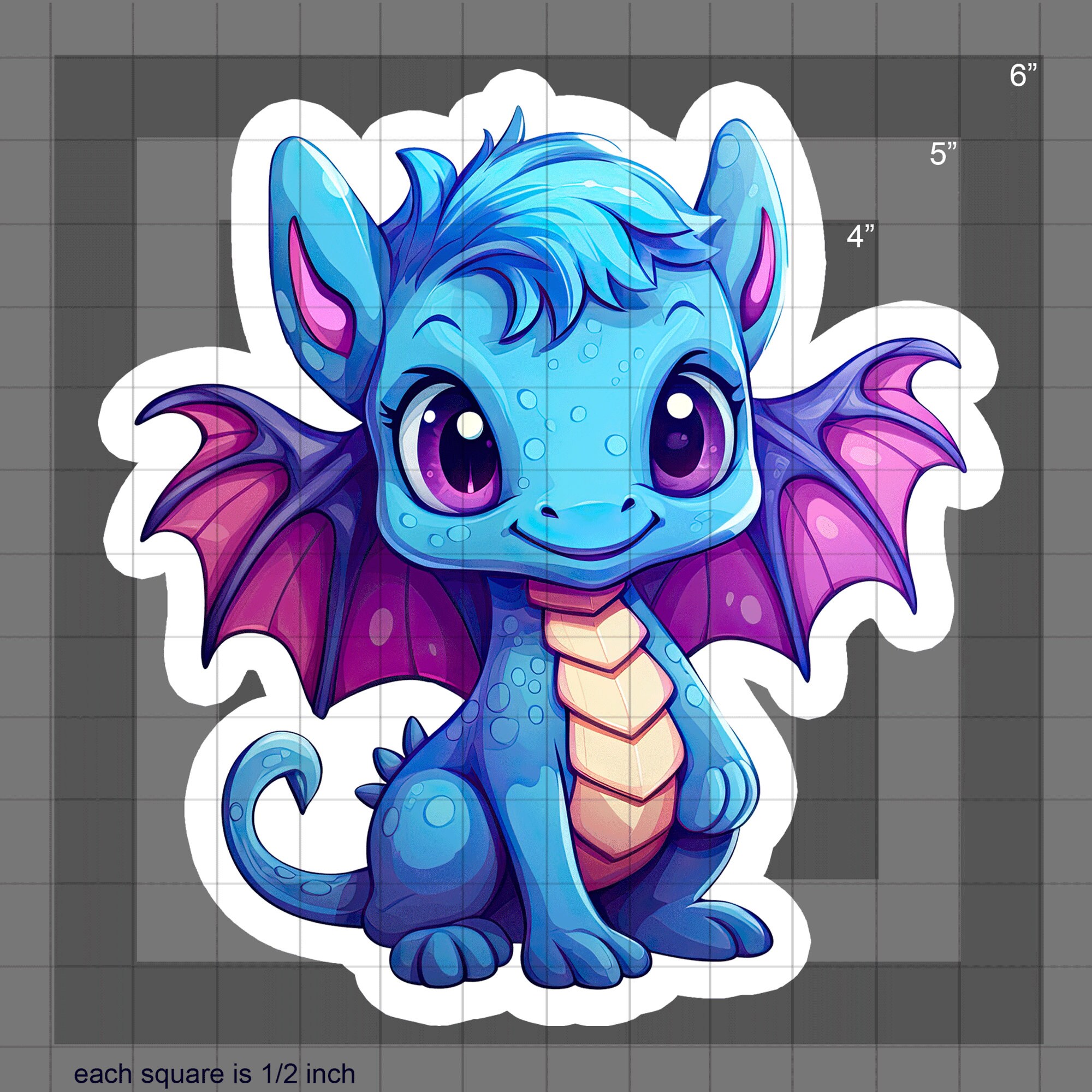 Cute Blue Dragon Sticker Dragon Sticker Fantasy Sticker - Etsy