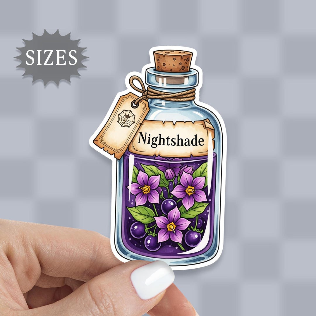 Nightshade Poison Potion Jar Sticker, Apothecary Bottle Waterproof ...