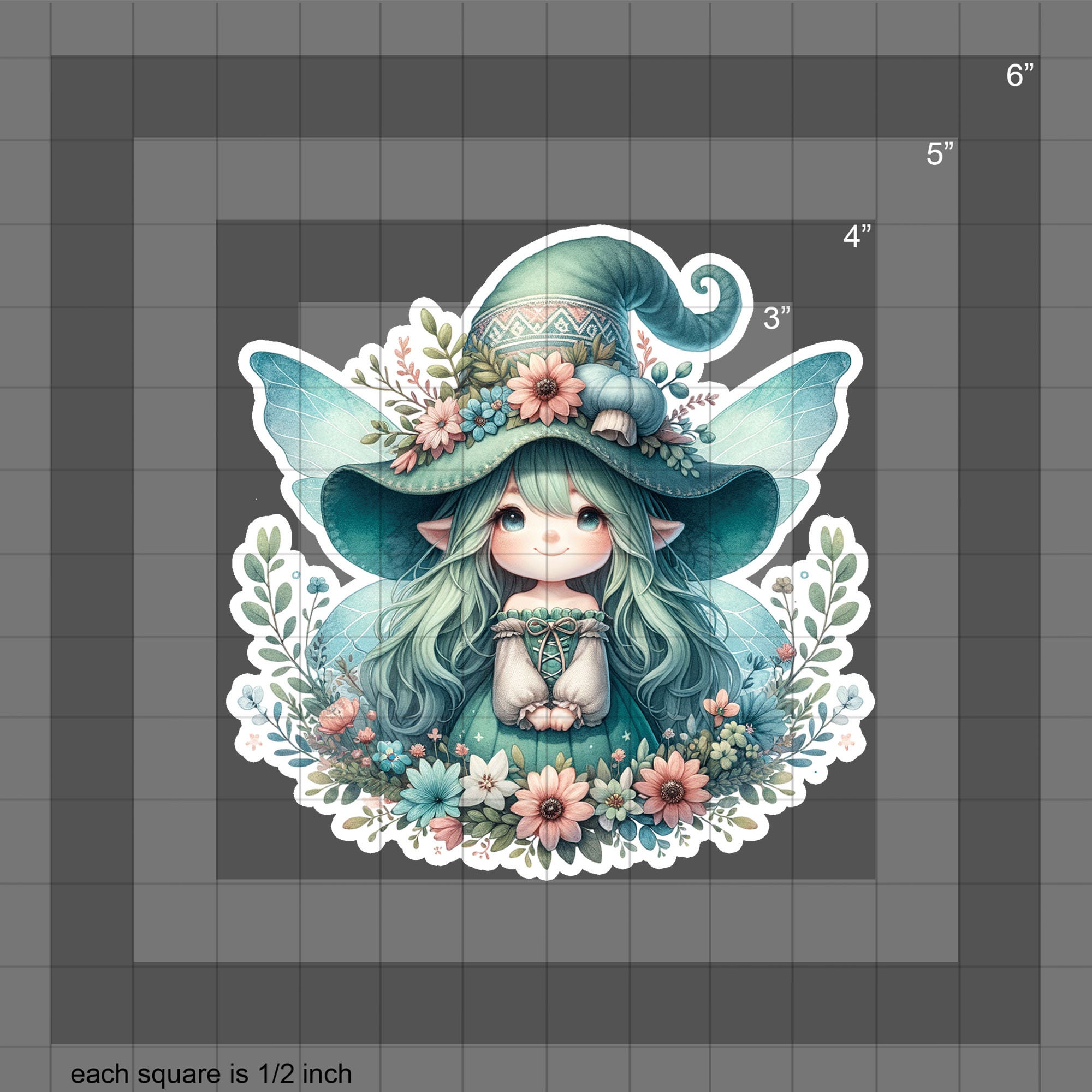 Teal Fairy Gnome Sticker, Garden Fae Sticker, Tumbler Sticker, Kindle ...