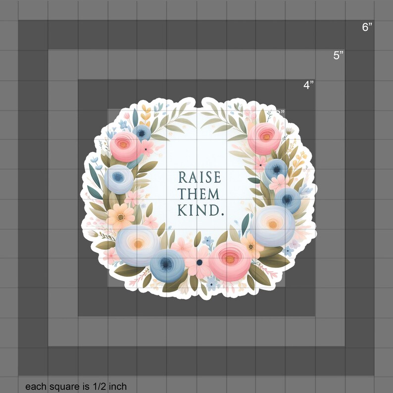 Raise Them Kind Sticker: Boho Floral Wreath, Waterproof Vinyl - Etsy