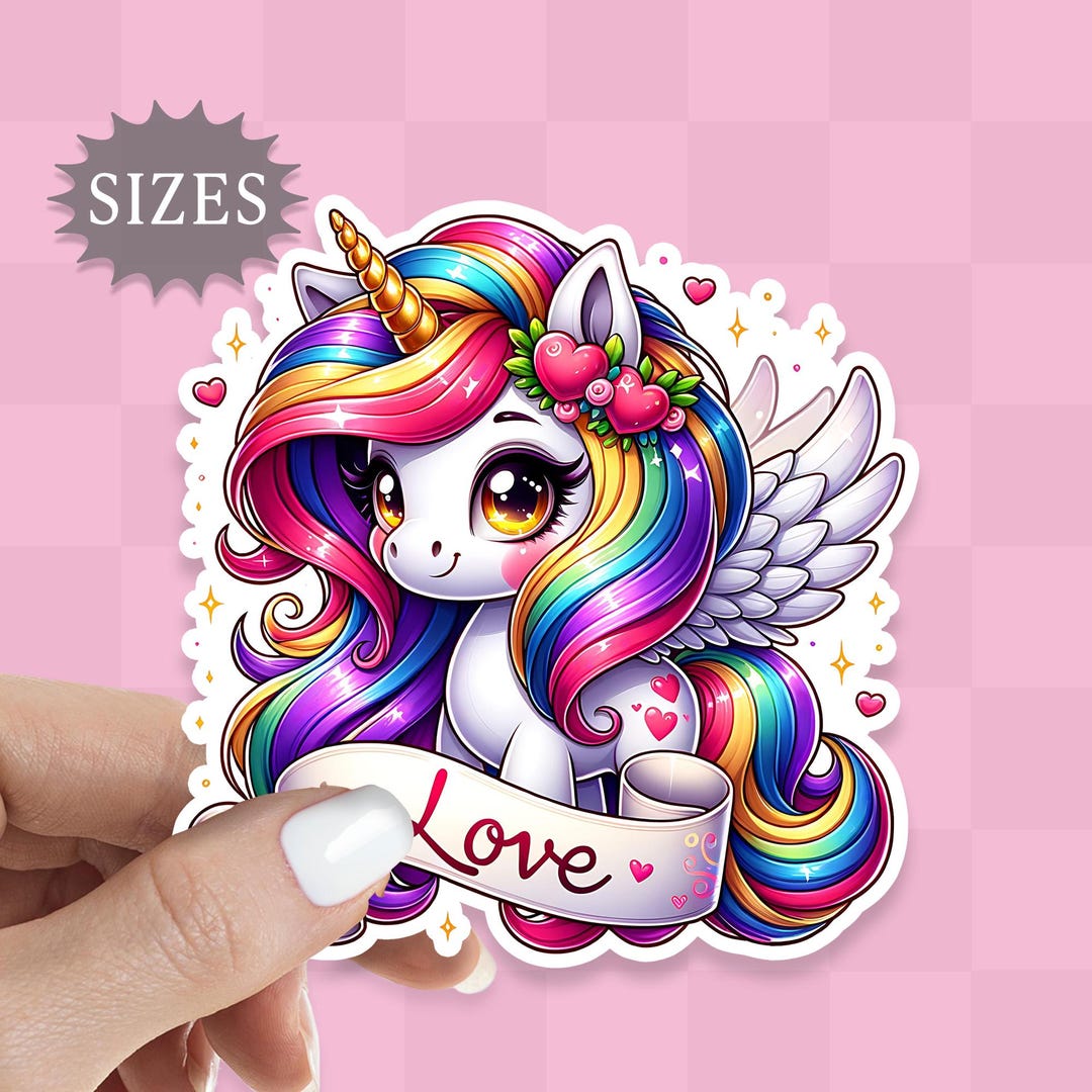Love Rainbow Unicorn Sticker: Waterproof Vinyl Decal - Etsy