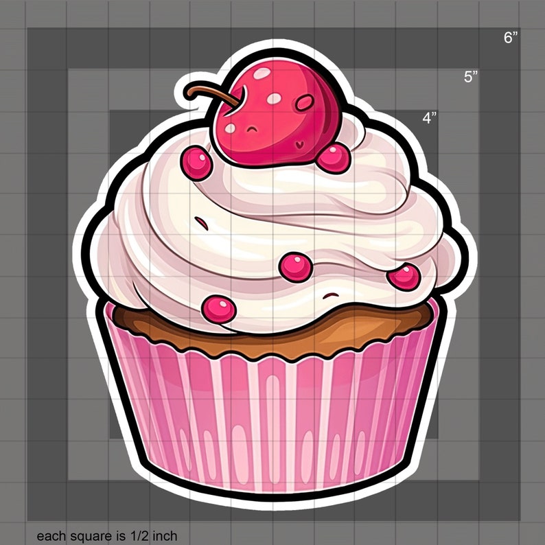 Cherry Cupcake Sticker: Waterproof Vinyl Decal - Etsy