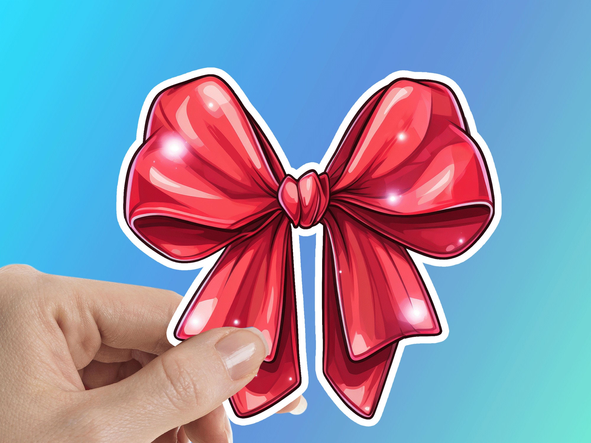 Red Bow Sticker Water Bottle Sticker Laptop Sticker Car Decal ...