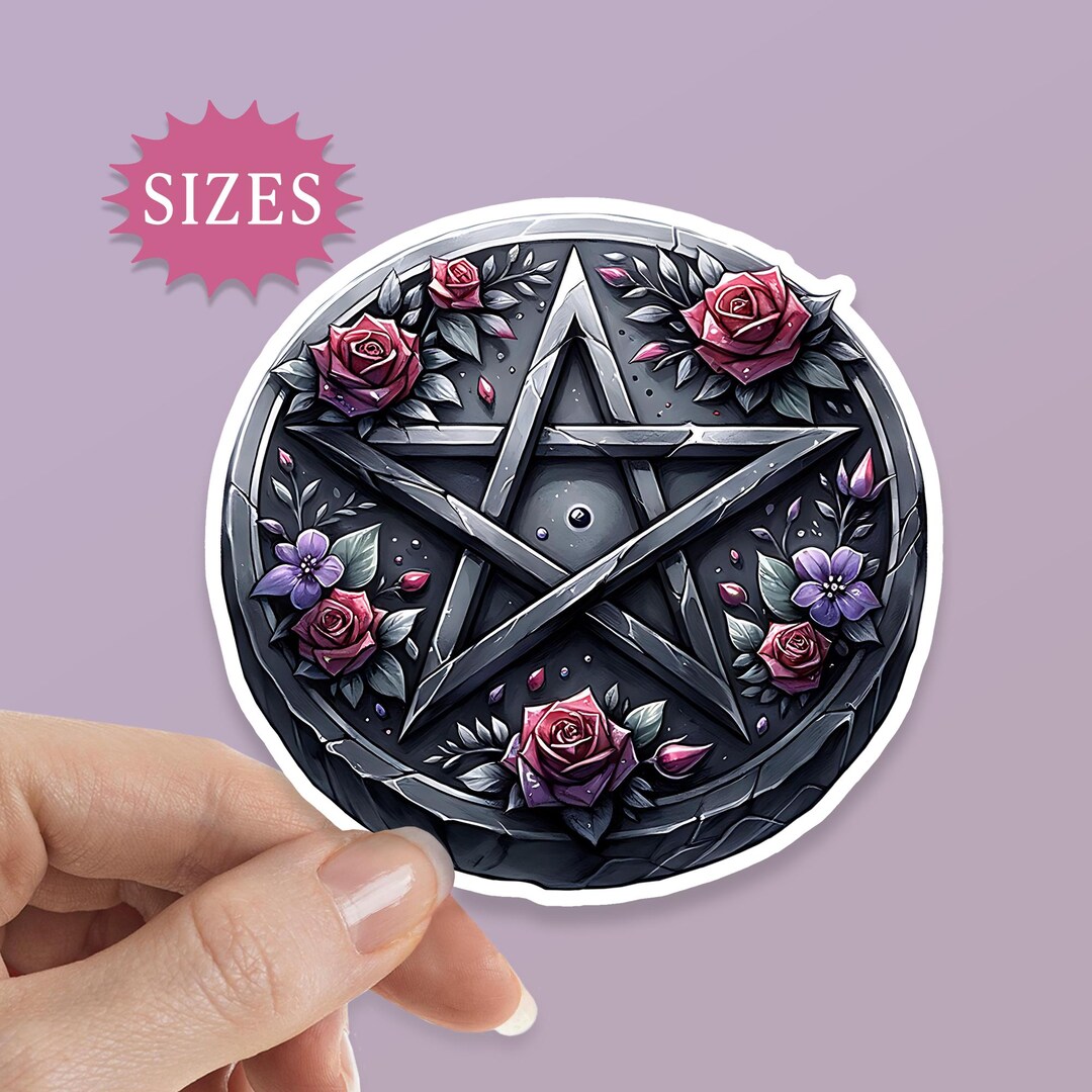 Pentagram Rose Waterproof Vinyl Sticker: Laptop, Water Bottle - Etsy