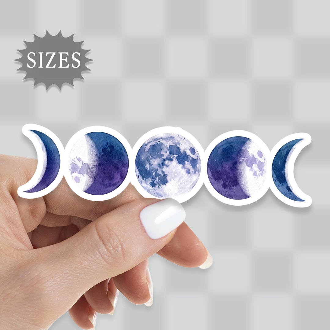 Watercolor Moon Phase Sticker: Waterproof Vinyl Decal for Laptop, Water ...