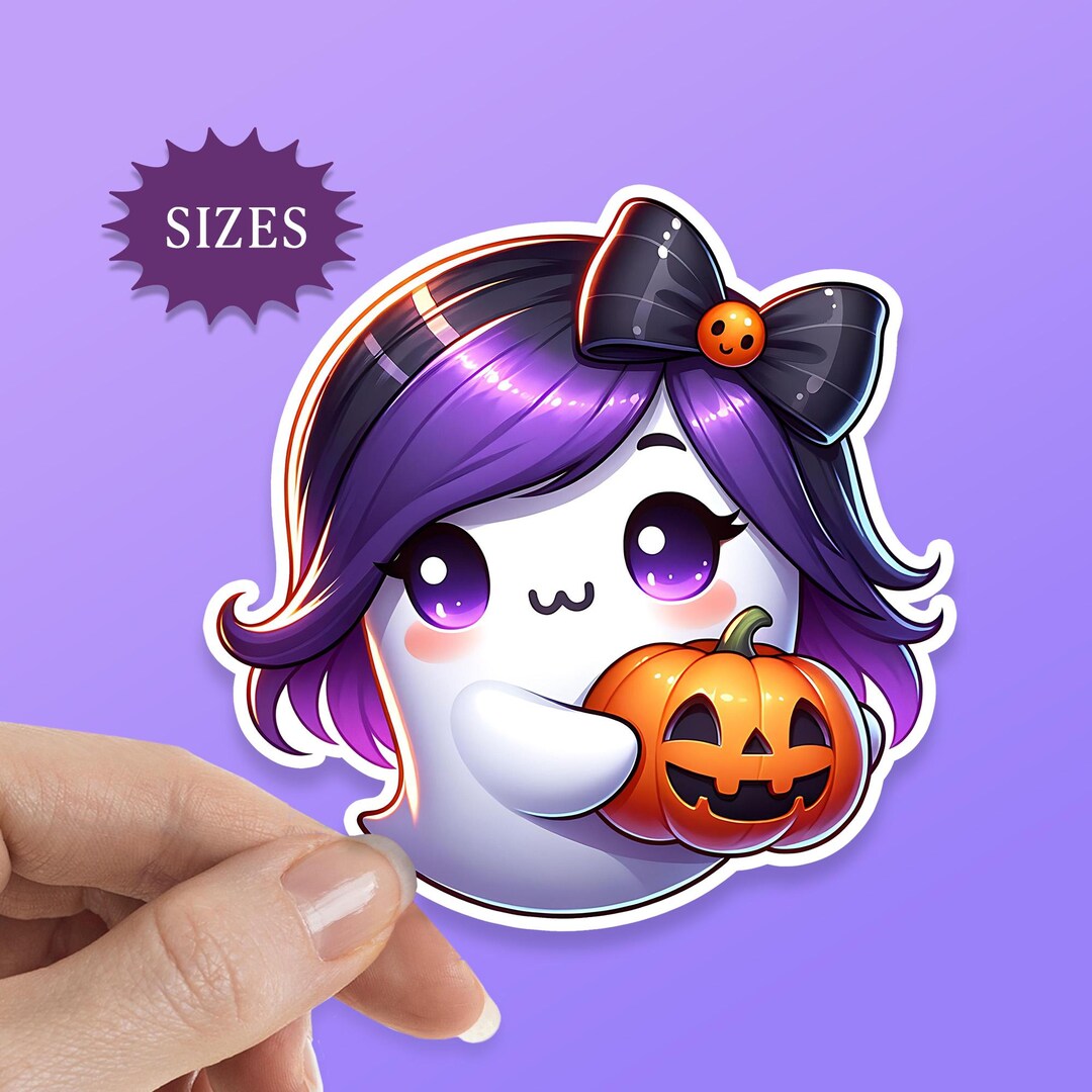 Girl Ghost Halloween Sticker: Pumpkin Waterproof Vinyl Decal - Etsy