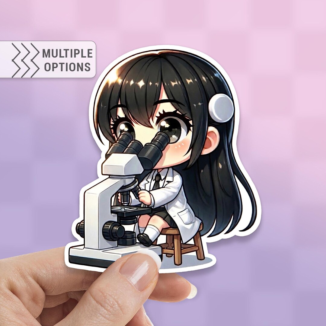 Pathologist Sticker: Chibi Microscope, Waterproof Vinyl Decal - Etsy