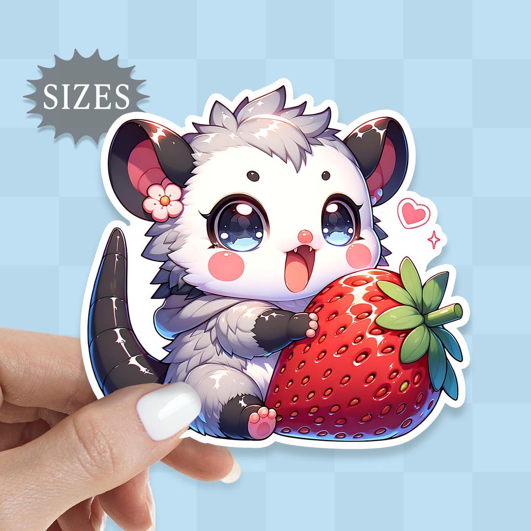 Cute Opossum Sticker. A Cute Baby Possum Hungry for a Huge Watermelon ...