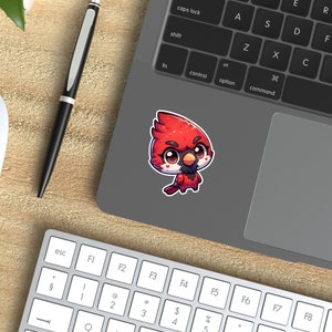 Cardinal Bird Sticker, Chibi Bird Sticker, Animal Sticker, Water Bottle ...