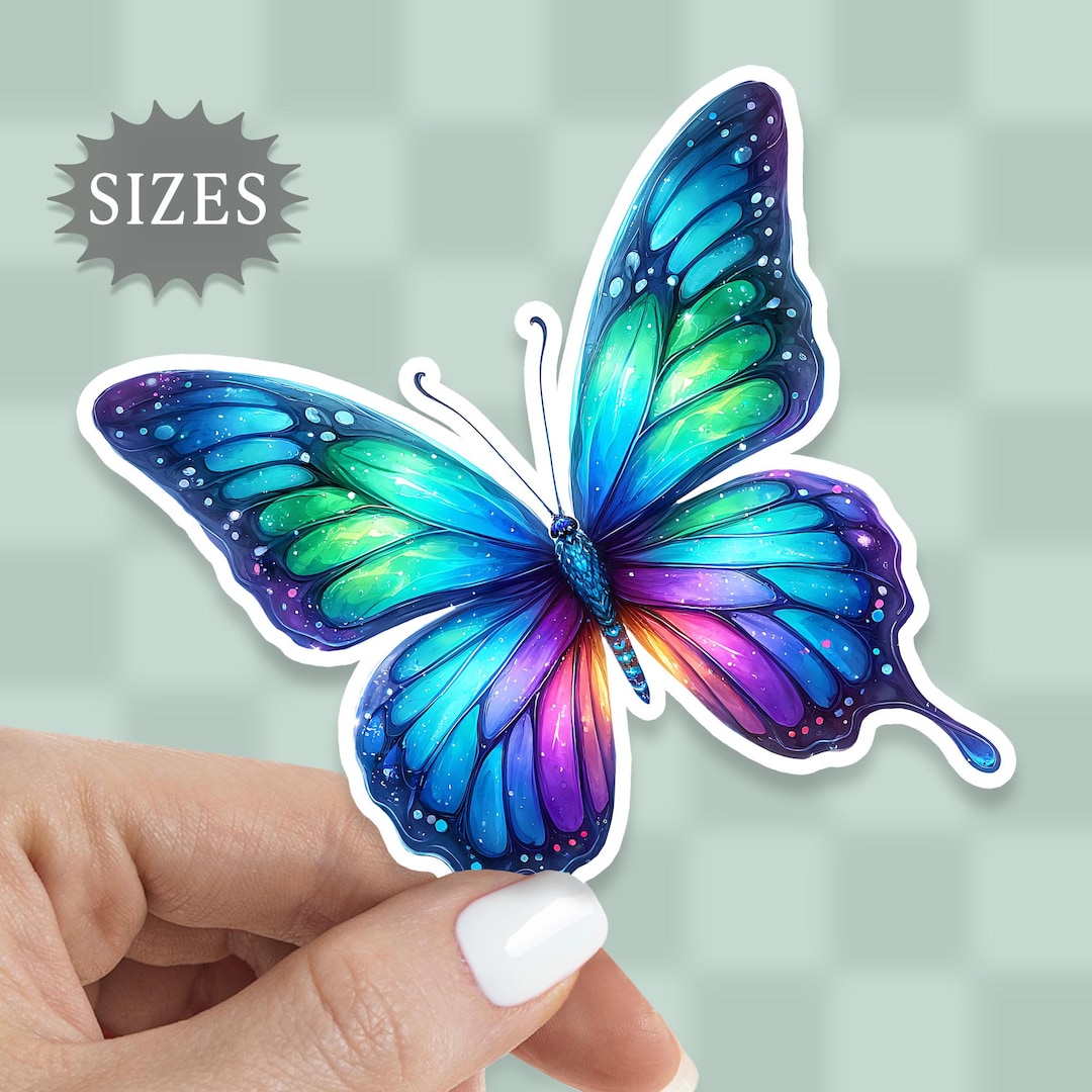 Rainbow Butterfly Sticker: Waterproof Vinyl Decal - Etsy