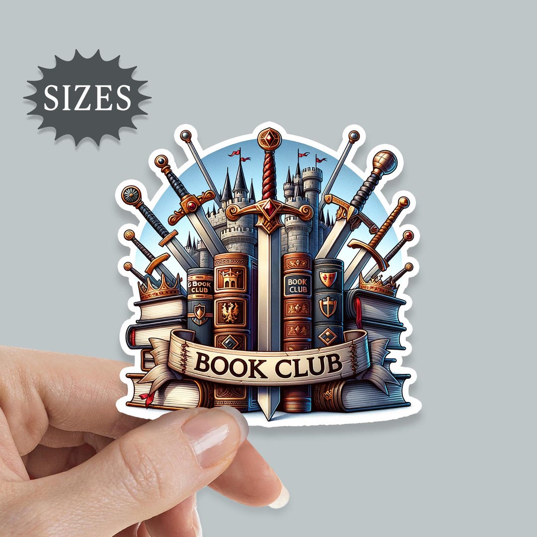 Fantasy Book Club Sticker, Books and Swords, Bookish Gift, Journal ...