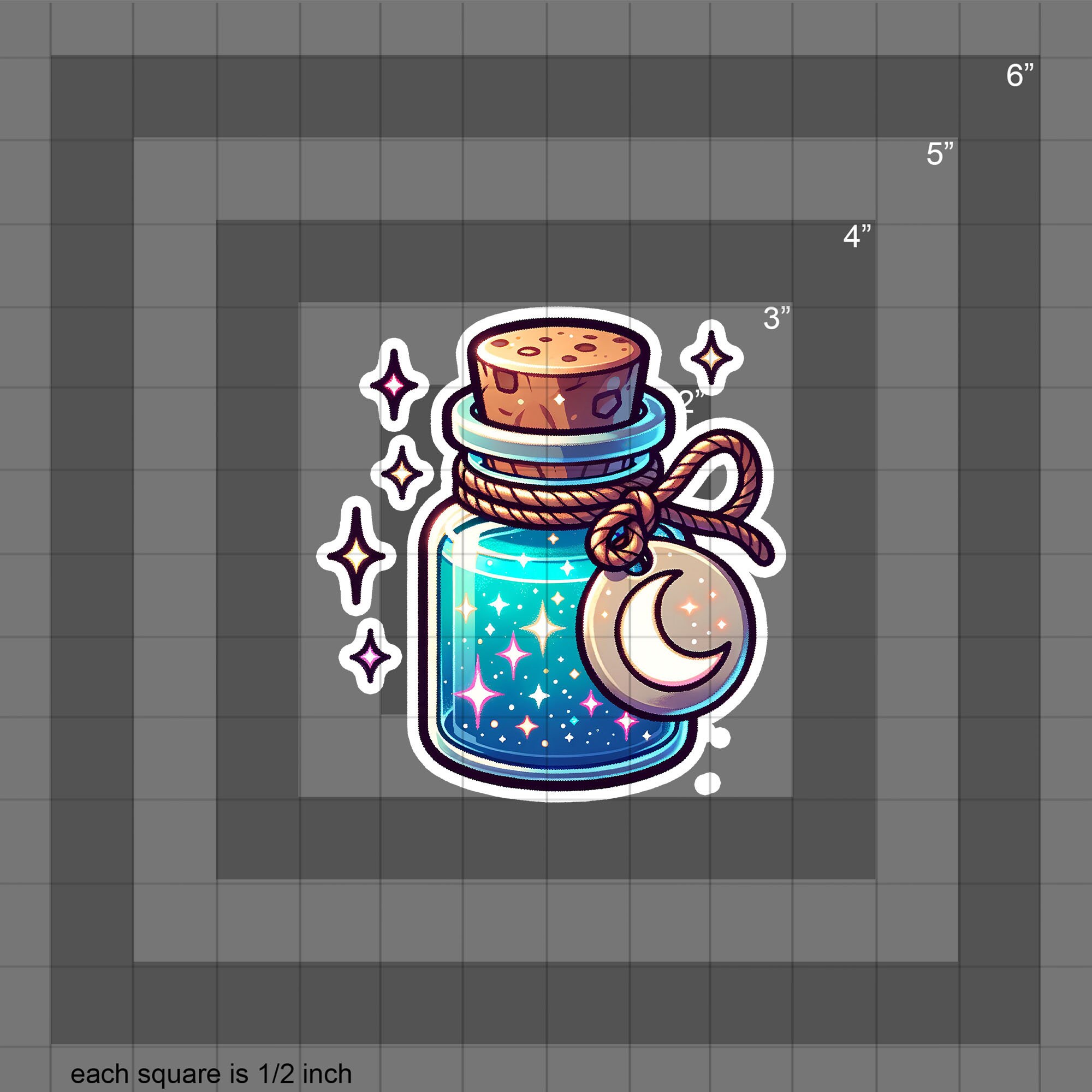 Magic Potion Jar Sticker, Mana Jar Decal, Stars & Moon, Journal Sticker ...