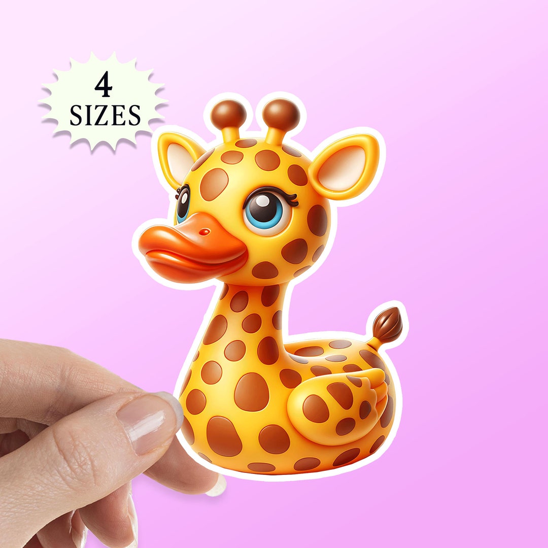 Giraffe Ducking Sticker: Waterproof Vinyl Decal - Etsy