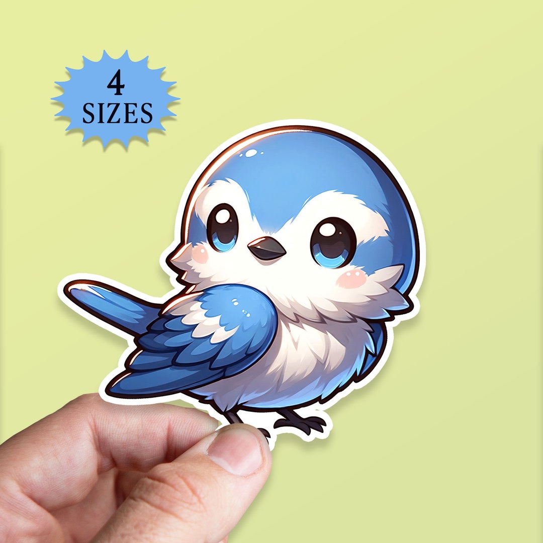 Blue Bird Sticker, Spring Bird Sticker, Cartoon Bird Sticker, Spring ...