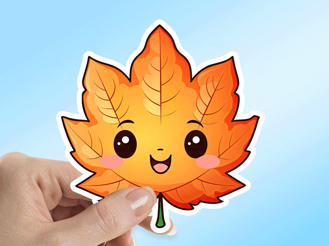 Kawaii Cute Maple Fall Leaf Sticker, Autumn Sticker, Fall Sticker ...