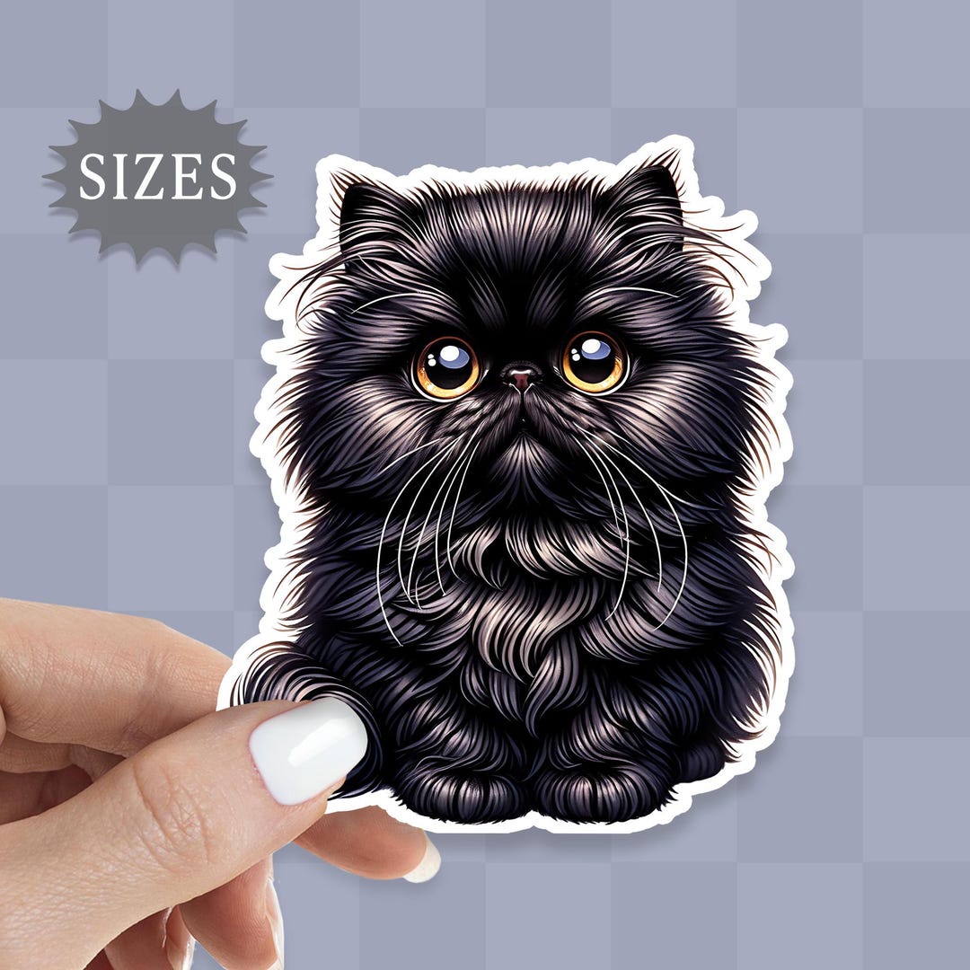 Black Persian Cat Sticker: Waterproof Vinyl Kitty Decal - Etsy