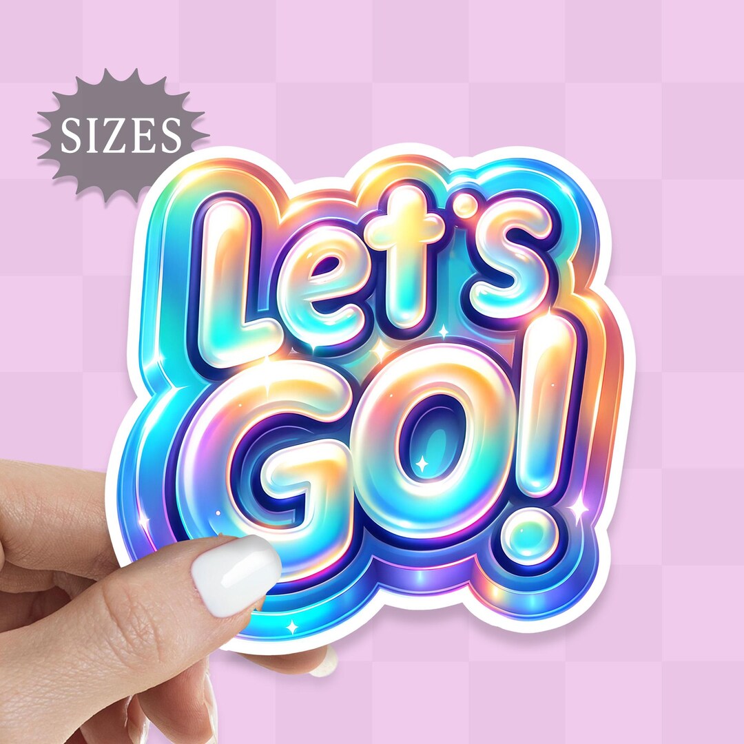 Let's Go! Sticker, Colorful Print Sticker, Y2k Decal, Journal Sticker ...