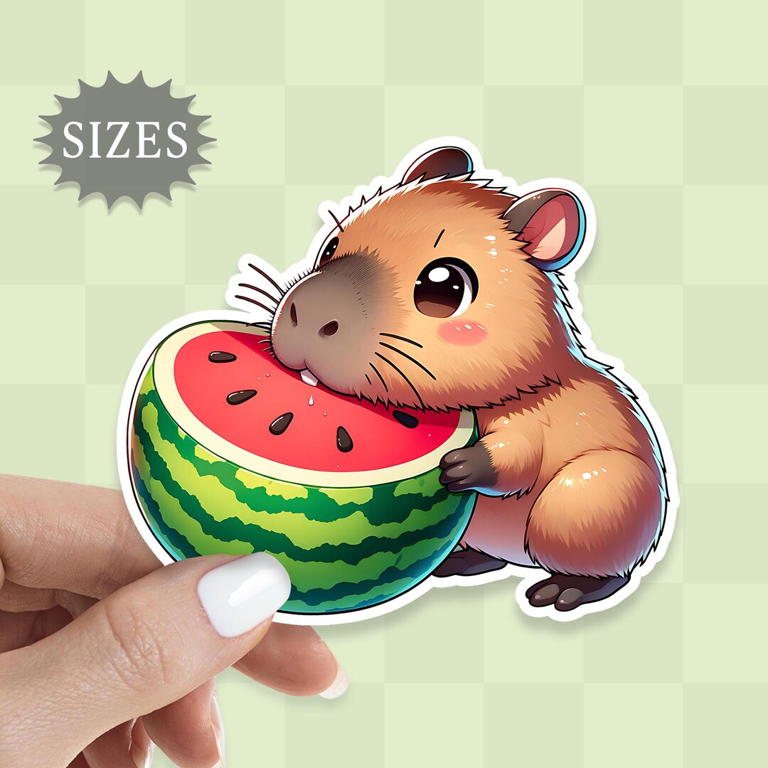 Cute Capybara Sticker. A Cute Baby Capybara Hungry for a Huge ...