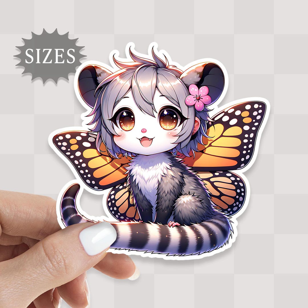 Chibi Lemur Butterfly Wings Sticker, Waterproof Decal - Etsy