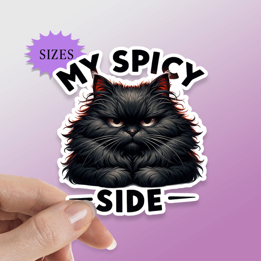 Spicy Black Cat Sticker: Waterproof Vinyl Decal - Etsy