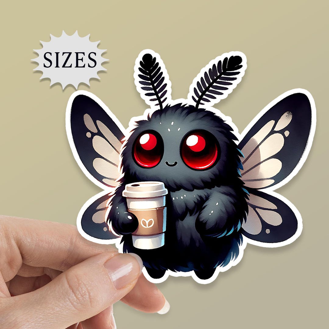 Cute Mothman Coffee Sticker, Classic, Spooky Season Sticker, Halloween ...