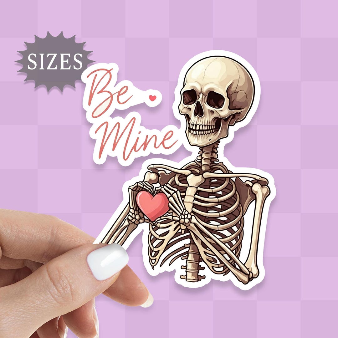 Be Mine Skeleton Sticker, Love & Romance, Valentine's Day Waterproof ...