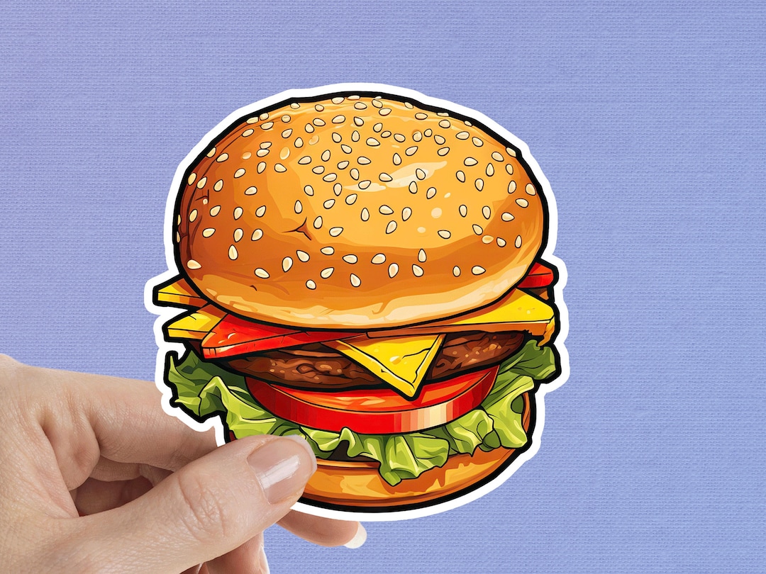 Cheeseburger Sticker, Burger Sticker, Fast Food Sticker, Food Sticker ...