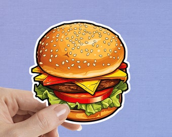 Cheeseburger Sticker: Waterproof Vinyl Foodie Decal - Etsy