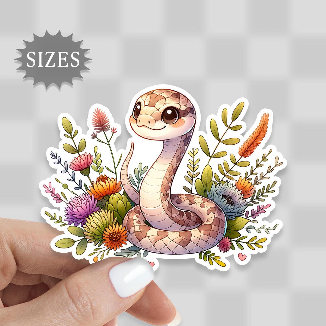 Cute Snake Sticker. Adorable Danger Noodle Snek & Spring Garden ...