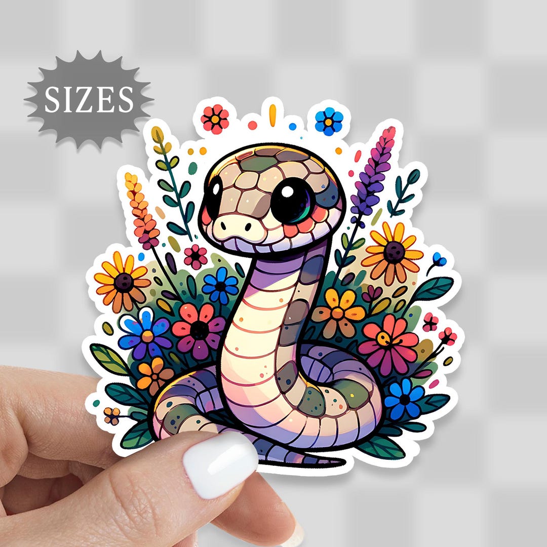 Cute Snake Sticker. Adorable Danger Noodle Snek & Spring Garden ...