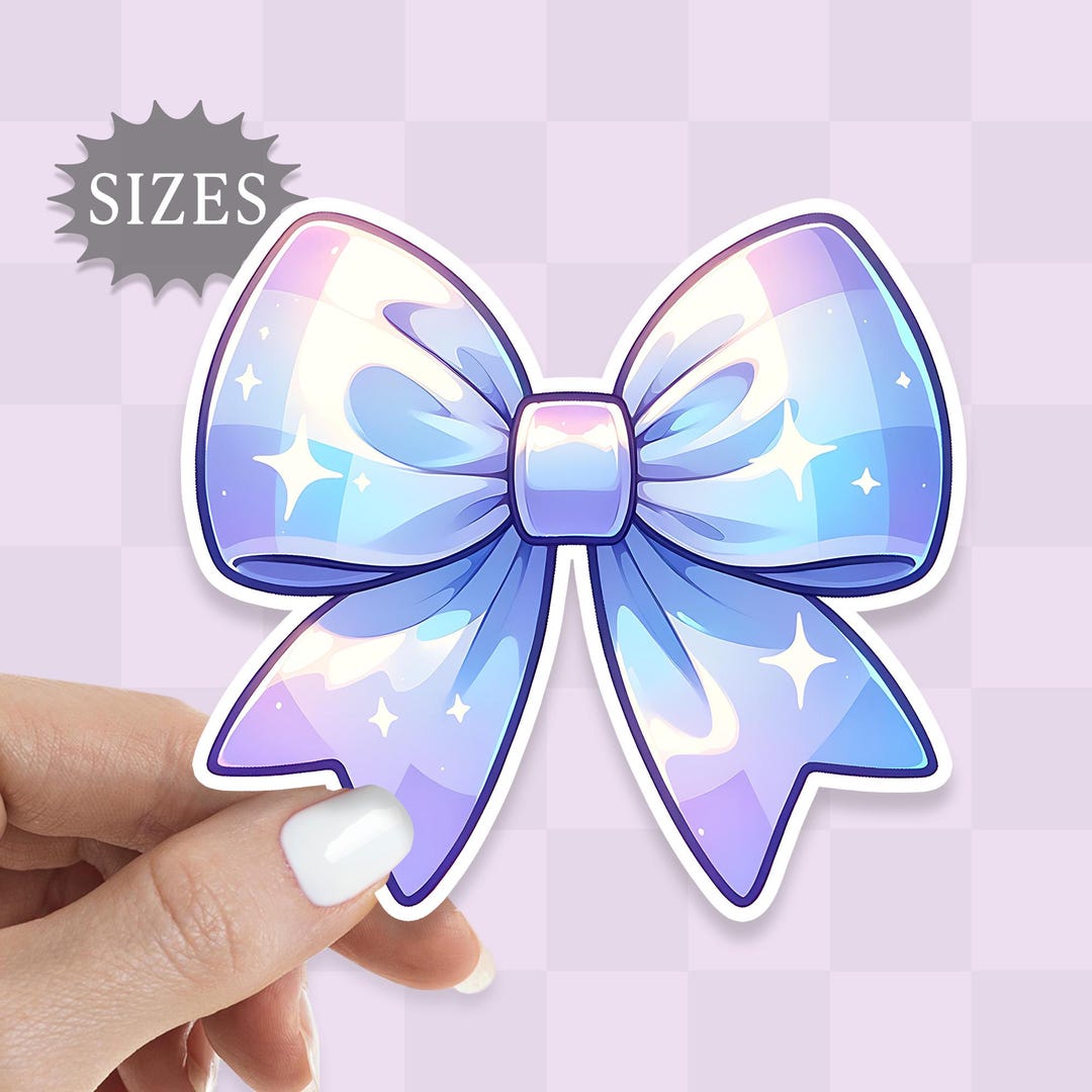 Kawaii Plaid Bow Sticker, Anime Aesthetic Decal, Whimsy Cottagecore ...