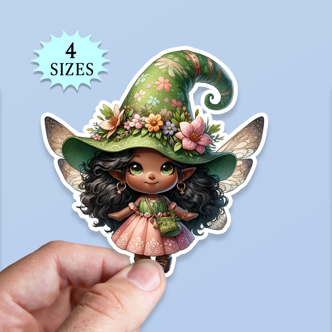 Green Fairy Sticker, Garden Fae Sticker, Tumbler Sticker, Kindle ...