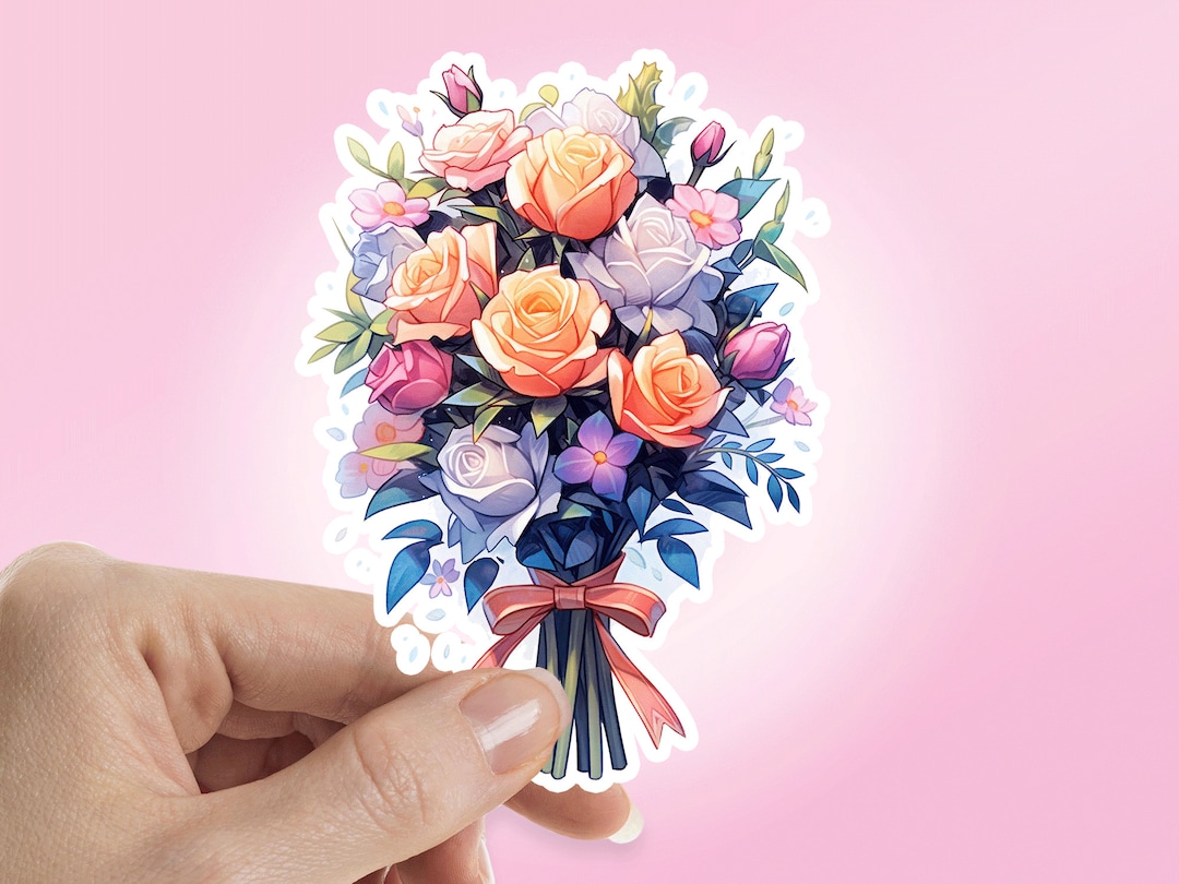 Rose Bouquet Sticker, Flower Sticker, Wedding Sticker, Summer Sticker ...