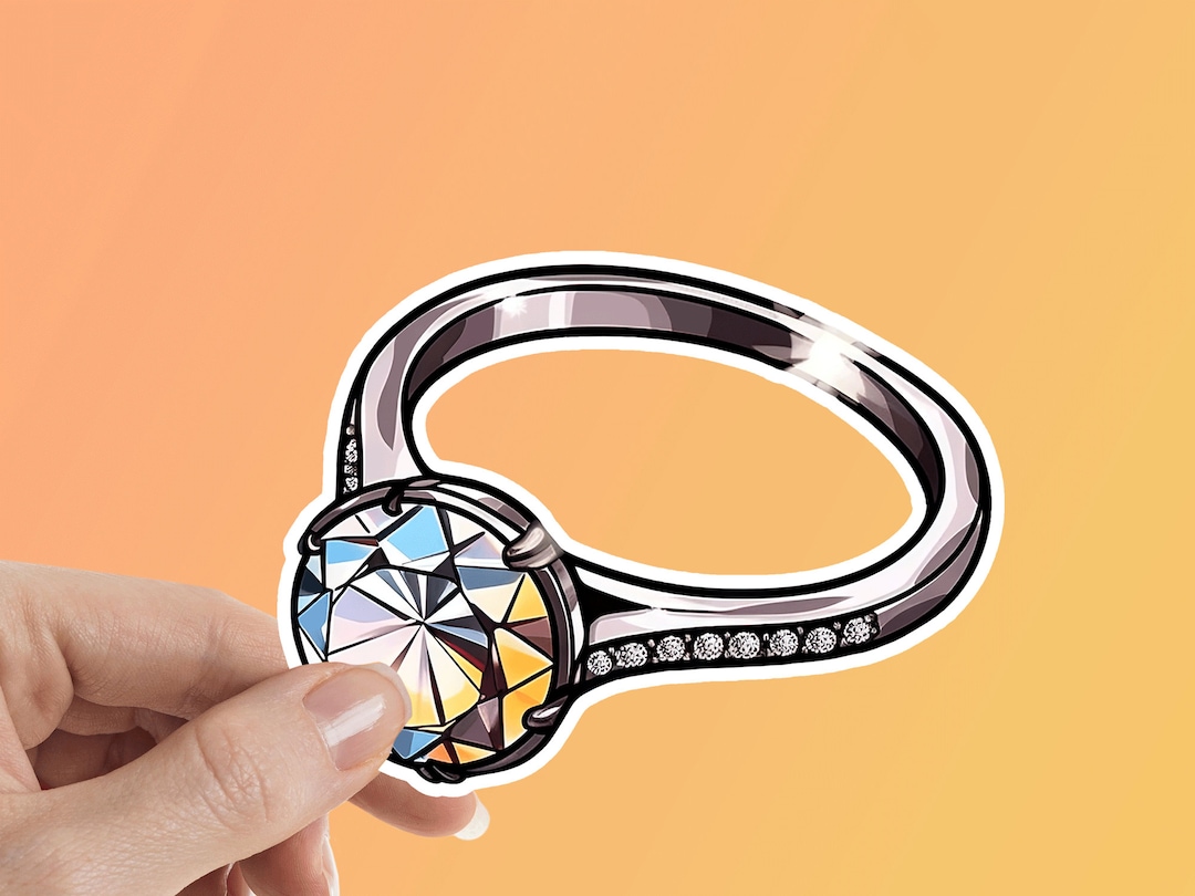 Diamond Engagement Ring Sticker: Waterproof Vinyl Decal - Etsy