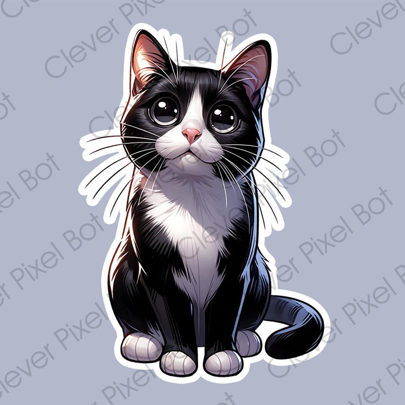 Adorable Tuxedo Cat Sticker: Waterproof Vinyl Decal - Etsy