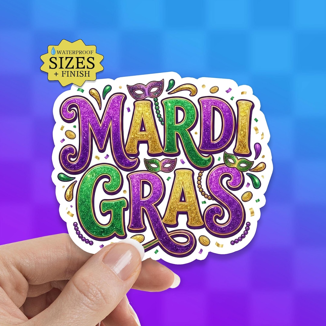 Mardi Gras Sticker: Waterproof Vinyl Decal - Etsy