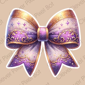 Pretty Sparkly Bow Sticker, Anime Aesthetic Decal, Whimsy Cottagecore ...