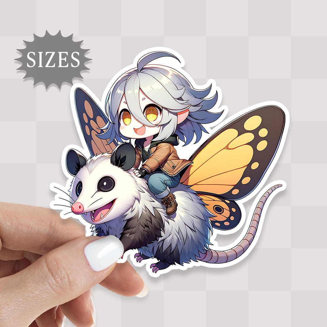 Anime Possum Sticker: Butterfly Wings, Waterproof UV Laminated Decal - Etsy